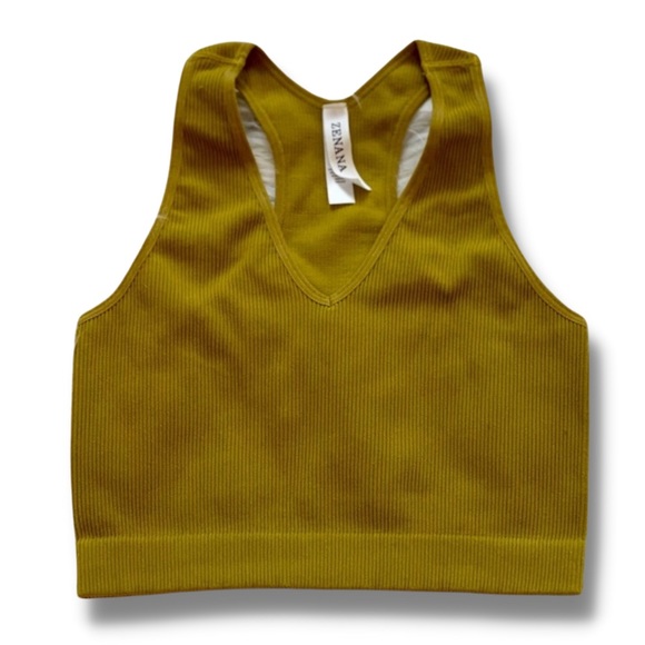 Zenana Outfitters | Tops | Mustard Olive Zenana Ribbed Seamless Cropped ...